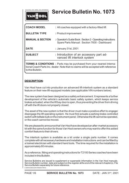 Service Bulletin No. 1073 - ABC Companies