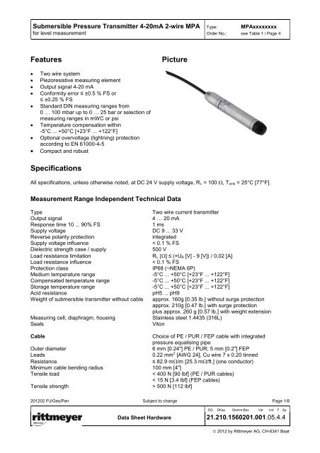 MPA Data sheet - Rittmeyer