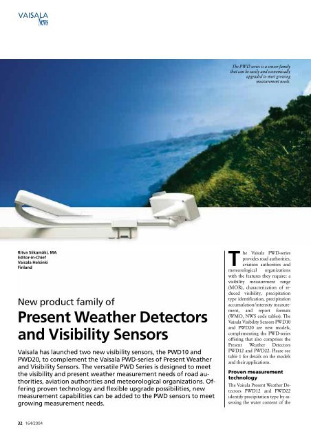 Present Weather Detectors and Visibility Sensors - Vaisala