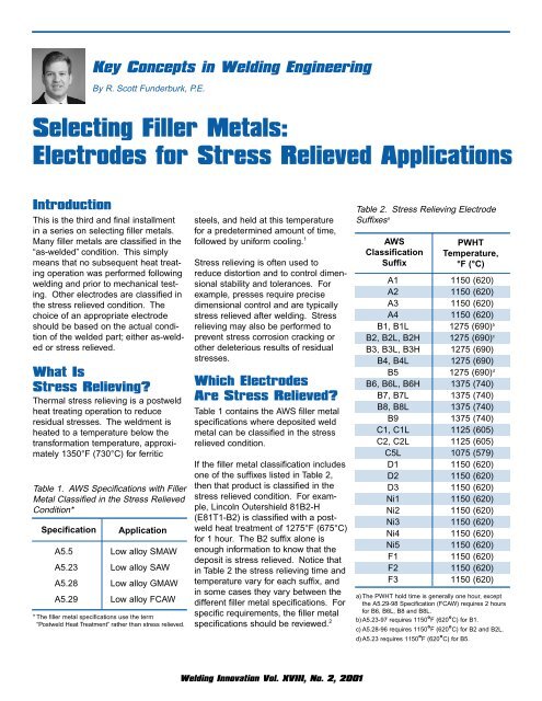Selecting Filler Metals: Electrodes for Stress Relieved Applications