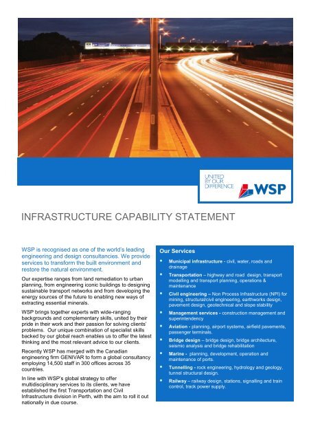INFRASTRUCTURE CAPABILITY STATEMENT - WSP Group