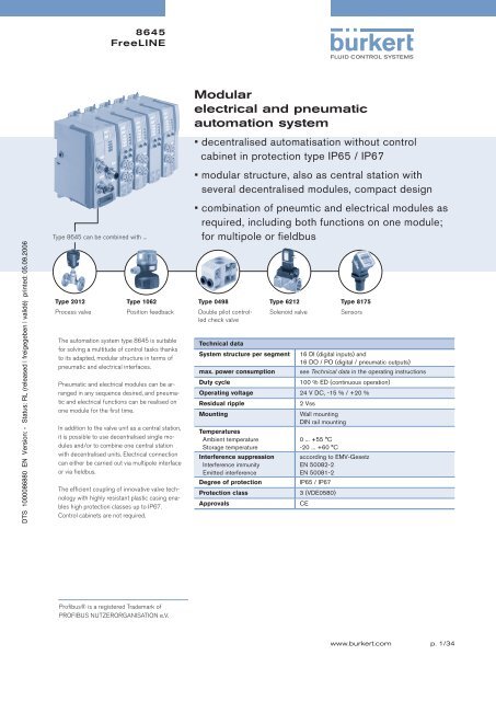 Modular electrical and pneumatic automation system