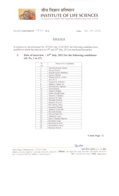 INSTITUTE OF LIFE SCIENCES