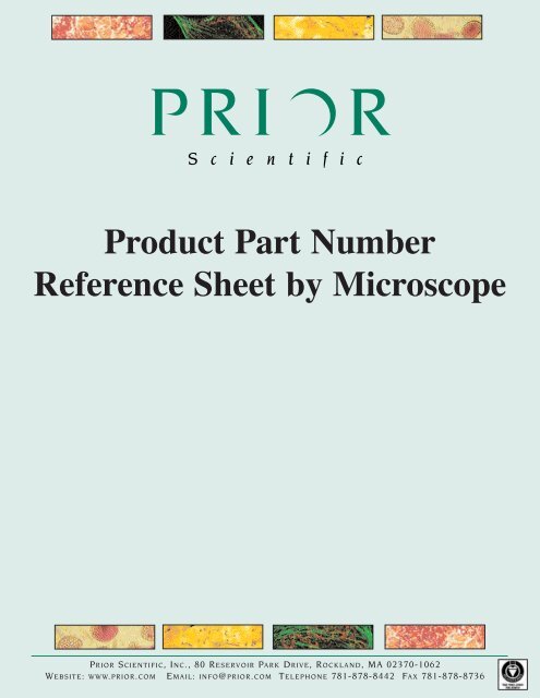 Product Part Number Reference Sheet by Microscope