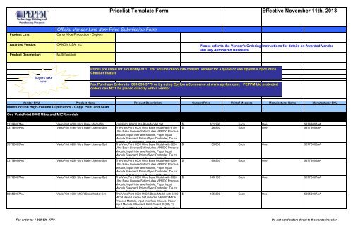Current Price List (PDF) - Peppm