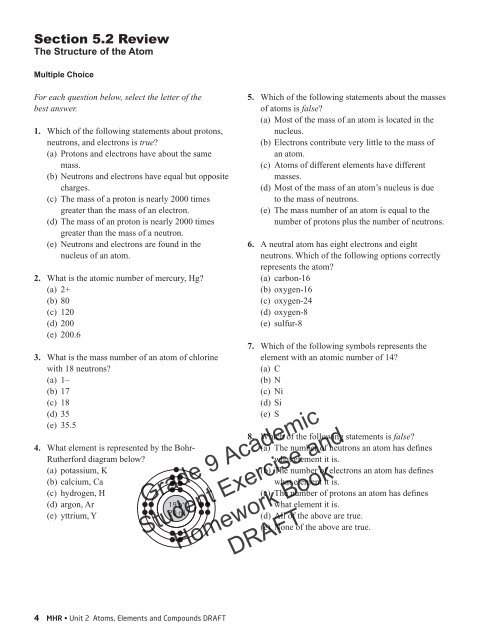 ON Science 9 Exercise and Homework Book - McGraw-Hill Ryerson