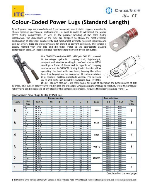 Colour-Coded Power Lugs (Standard Length)