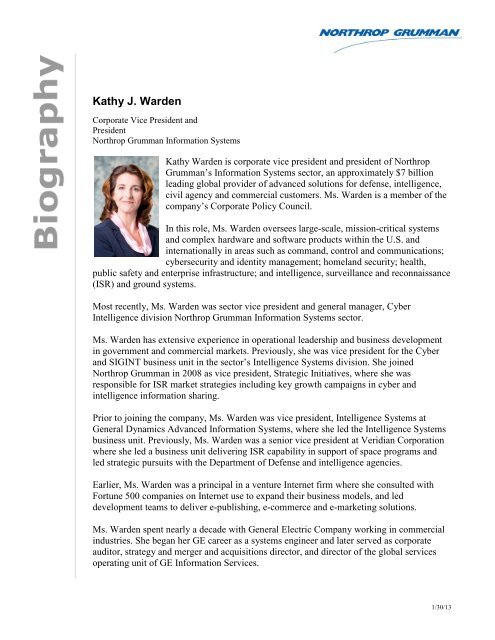 Kathy Warden - Northrop Grumman Corporation