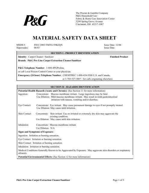 P&G Pro Line Carpet Extraction Cleaner/Sanitizer - DadePaper