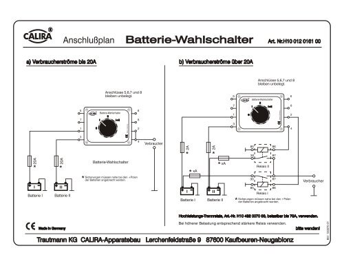 Batterie-Wahlschalter - Calira