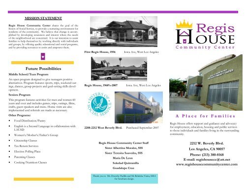 A Place for Families - Regis House Community Center