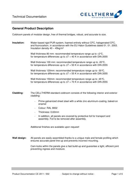 Technical Documentation General Product Description - CELLTHERM
