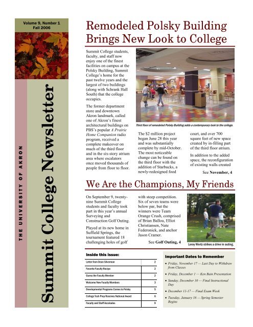 Summit College Newsletter - The University of Akron