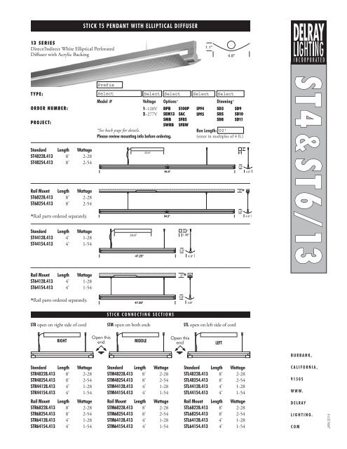 Stick T5 pendant With Elliptical Diffuser - Delray Lighting Inc