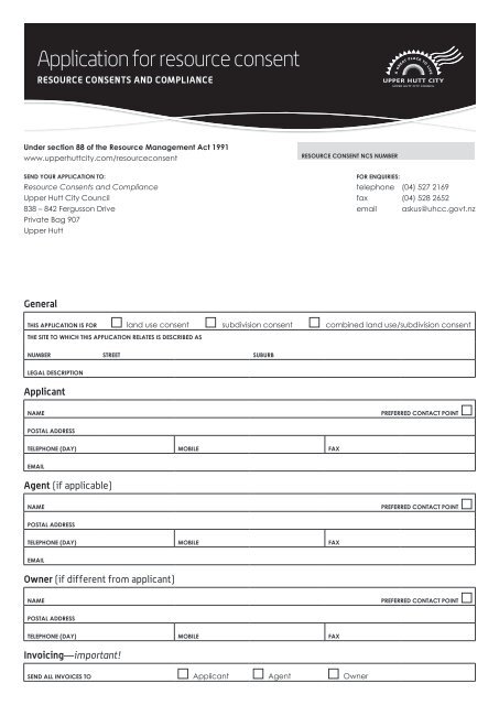 Application for resource consent - Upper Hutt City Council