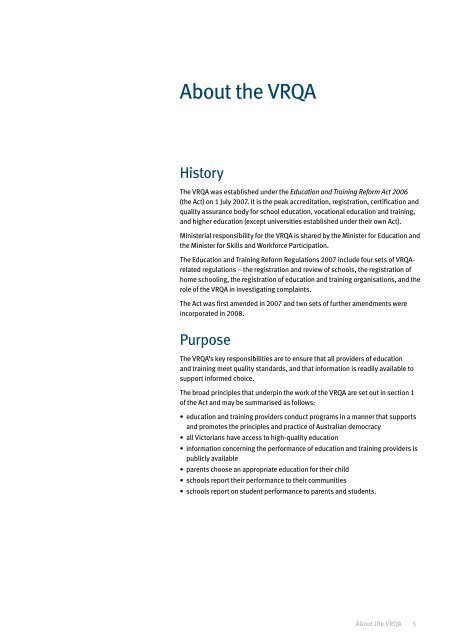 About the VRQA - Department of Education and Early Childhood ...