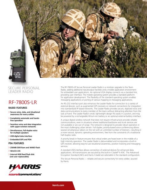 RF-7800S-LR Secure Personal Leader Radio - Harris Corporation
