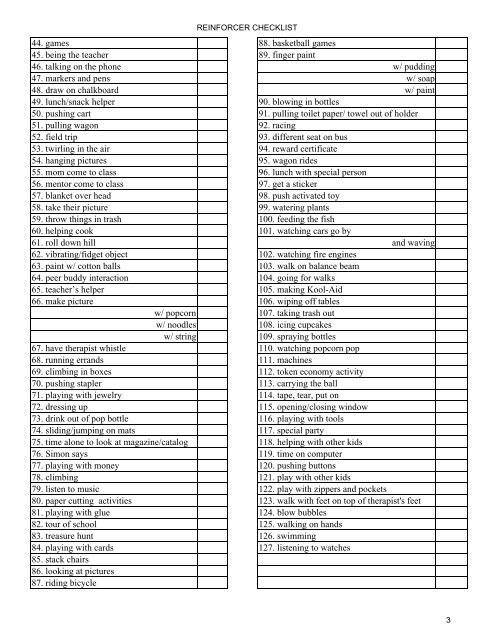 REINFORCER CHECKLIST MATE
