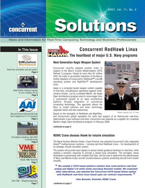 Concurrent Redhawk Linux The heartbeat of major US Navy programs