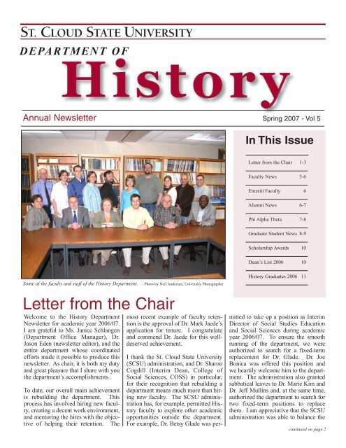 Letter from the Chair - St. Cloud State University