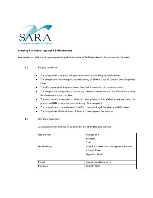 Lodging a Complaint - Version 1