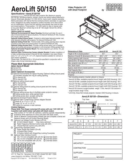 AeroLift 50/150 - Draper, Inc.