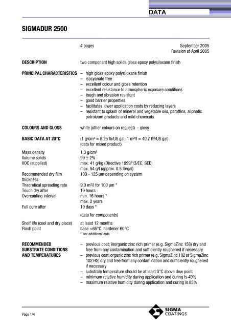 7725 september 2005 sigmadur 2500 - SIGMA PAINTS