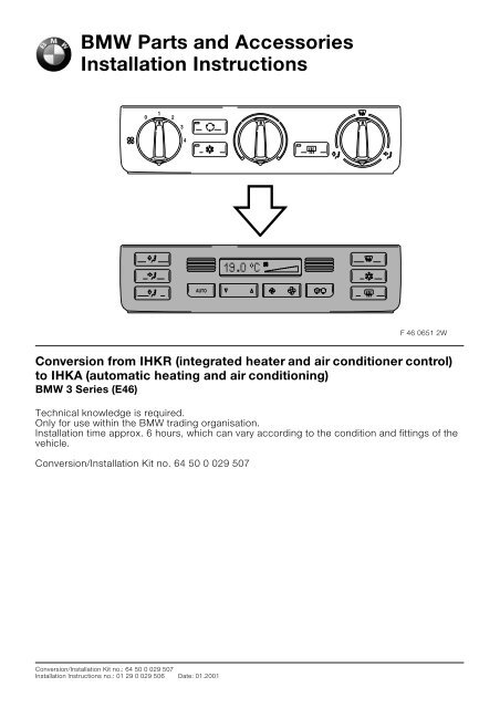 Conversion from IHKR to IHKA E46/All 4421 - BMW Retrofit guides