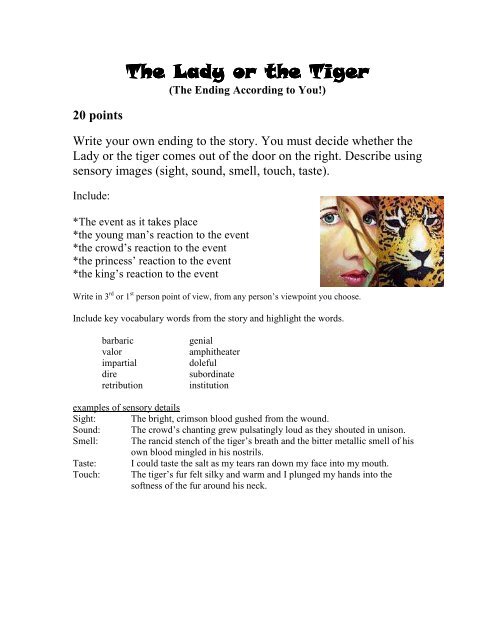 Lady or Tiger ending with rubric