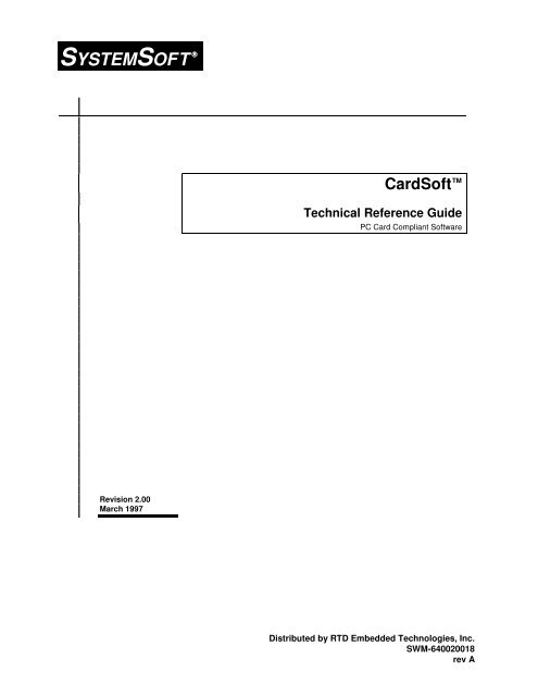 CardSoft Technical Guide - RTD Embedded Technologies, Inc.