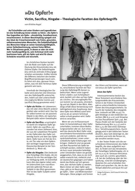 2. Â»Du Opfer!Â« Victim, Sacrifice, Hingabe - RPI der EKHN