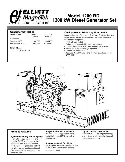 Model 1200 RD 1200 kW Diesel Generator Set - Western Machinery ...