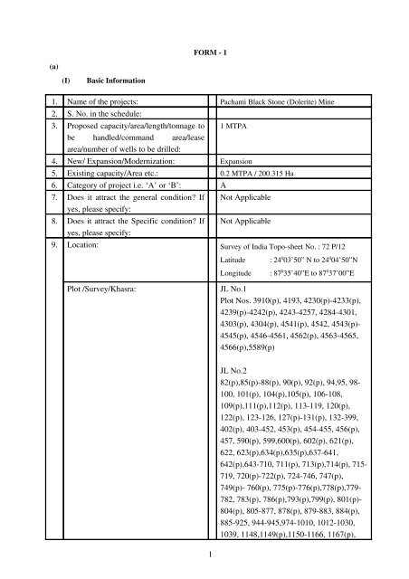 APPENDIX I - West Bengal Pollution Control Board