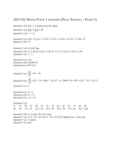 2013 OL MATHS PAPER 1 ANSWERS (PILOT ... - Student Xpress