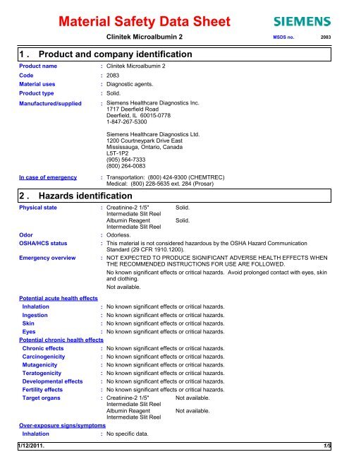 Material Safety Data Sheet - Cardinal Health DFU/MSDS