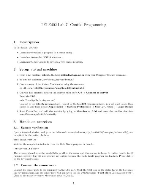 TELE402 Lab 7: Contiki Programming - Computer Science
