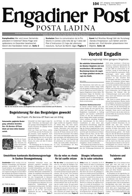 Engadiner Post/Posta Ladina» vom 7. September 2013