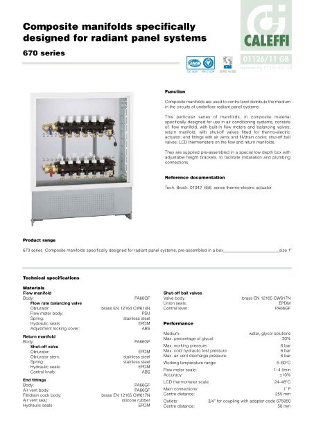 Composite manifolds specifically designed for radiant panel ... - Caleffi