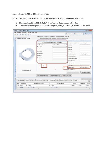 Autodesk AutoCAD Plant 3D Reinforcing-Pad: Doku zur ... - CAD.de