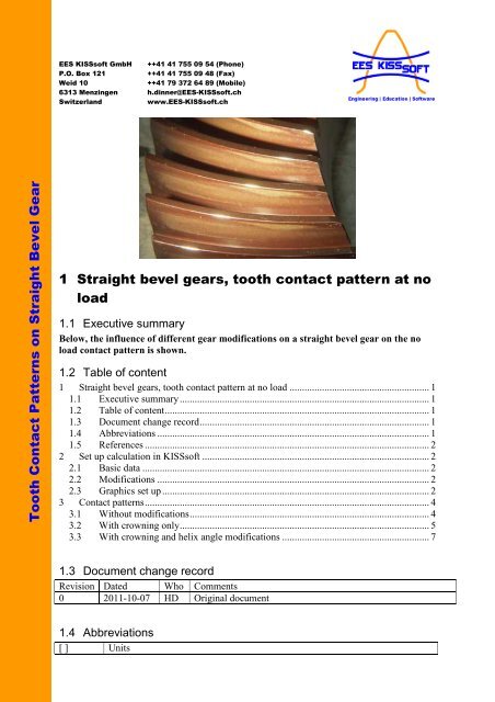Bevel gear contact pattern on no load Bevel gear contact pattern on no load