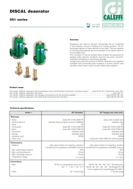 DISCAL deaerator - Caleffi