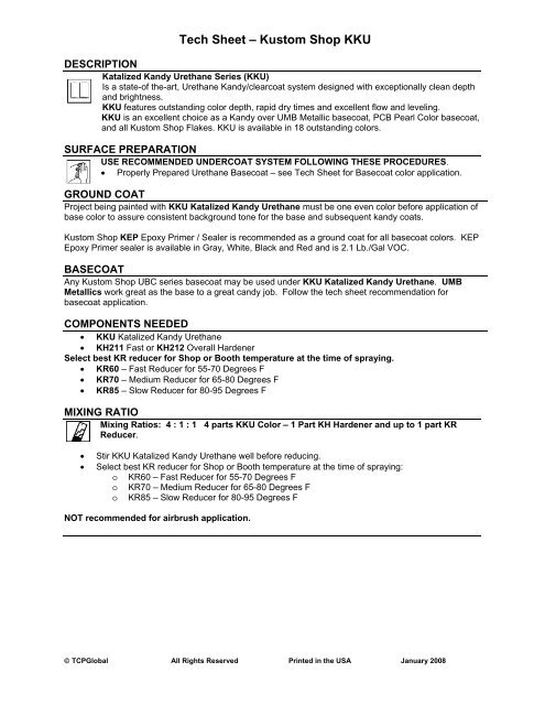 Tech Sheet â Kustom Shop KKU - TCP Global