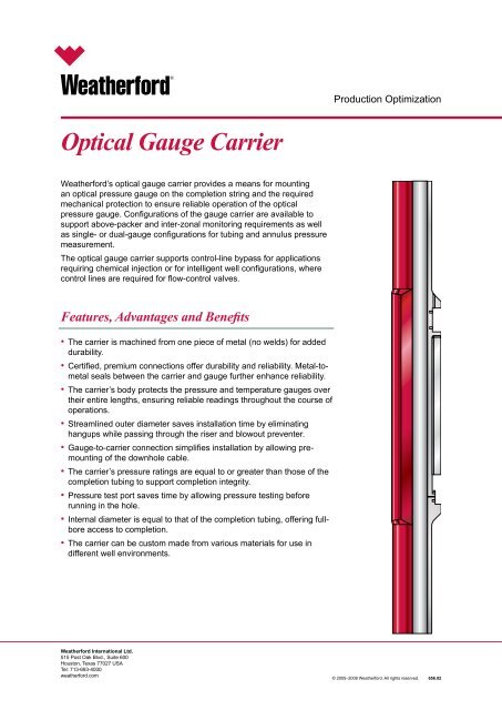 Optical Gauge Carrier - A4 - Weatherford International