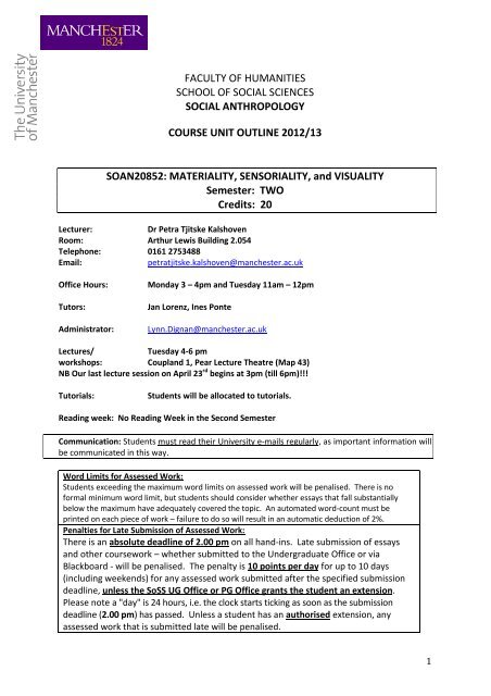 SOAN20852 Outline - School of Social Sciences