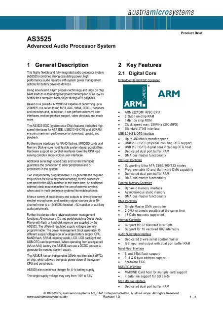 AS3525 Product Brief - ams