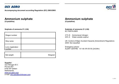 Ammonium sulphate crystalline - OCI Nitrogen