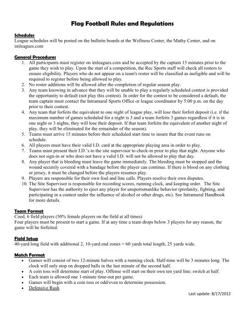 Flag Football Rules And Regulations