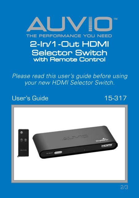 AUVIO 2-In/1-Out HDMI Selector Switch with Remote ... - Radio Shack