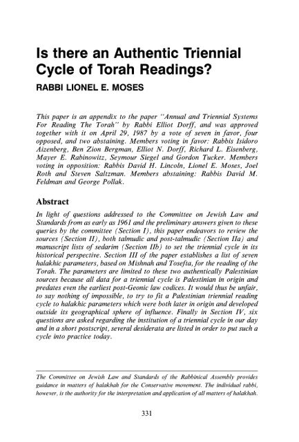 Is there an Authentic Triennial Cycle of Torah Readings?