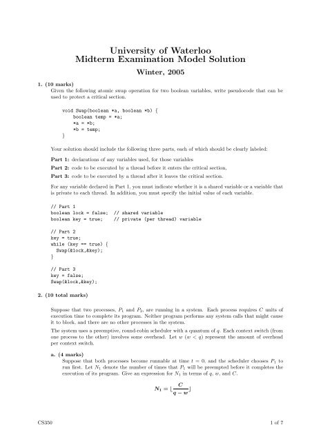 Midterm Solutions - Student.cs.uwaterloo.ca - University of Waterloo